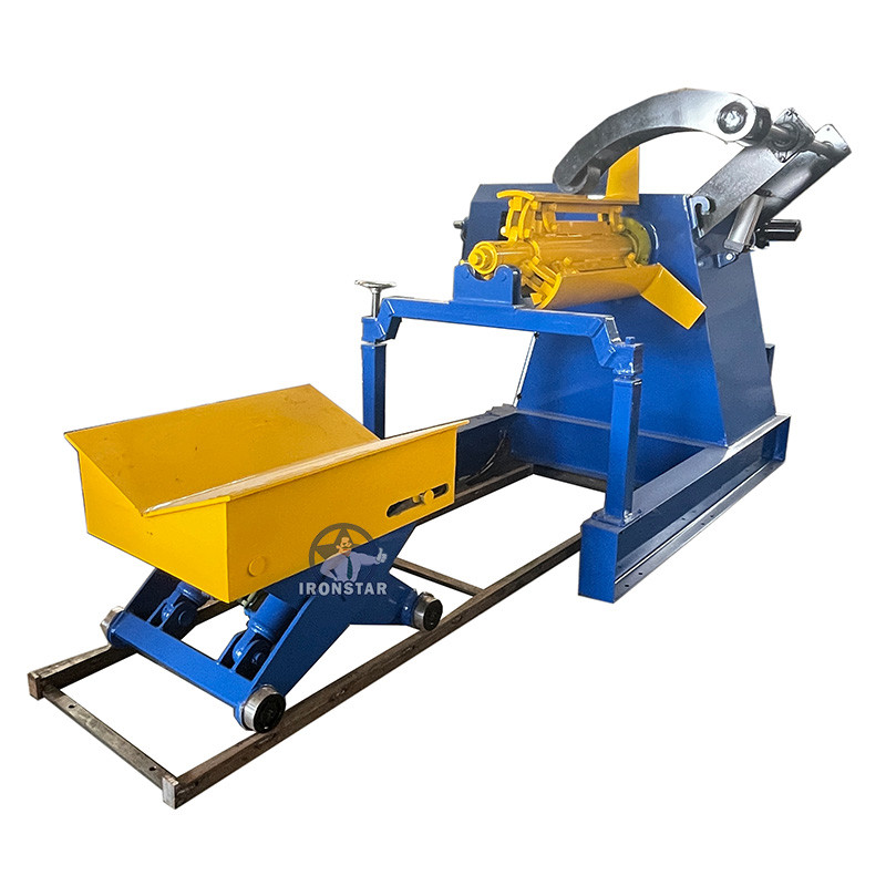 380V 50HZ Roll Forming Machine Parts 5 Ton Hydraulic Decoiler With Arm